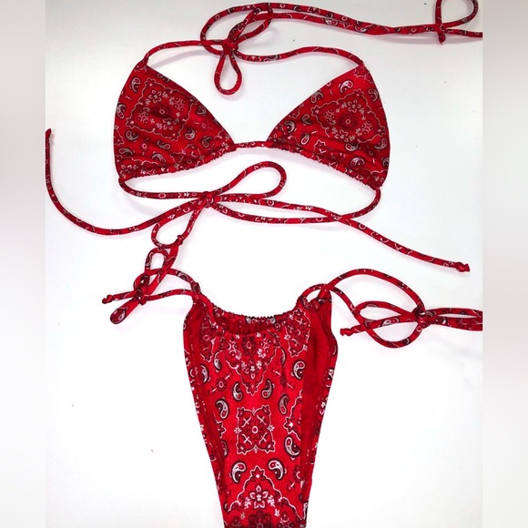 Swim | On A Brand Red Paisley Bathing Suit | Poshmark